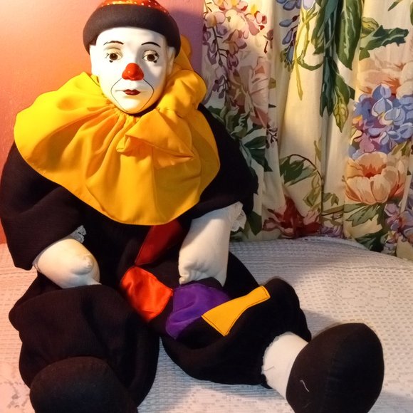 Accents | Vintage Colorful Clown With Porcelain Face And Cloth Body ...